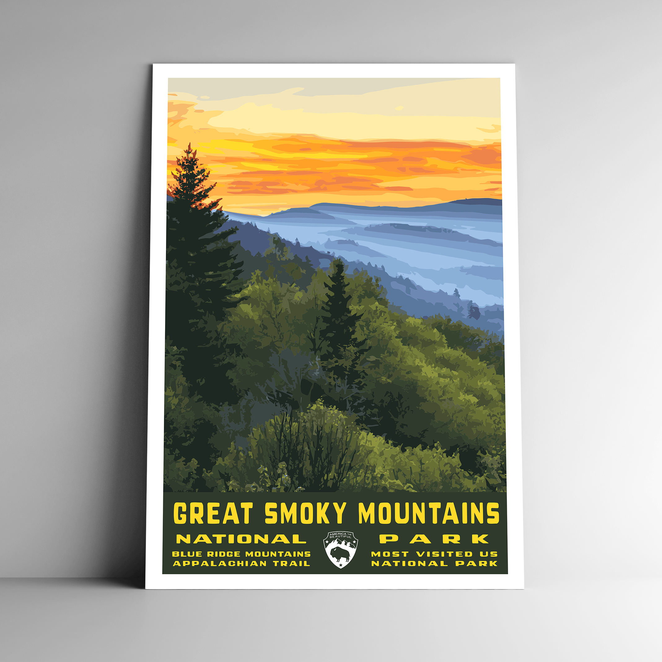 Great Smoky Mountains National Park Poster / Postcard - Go See Design