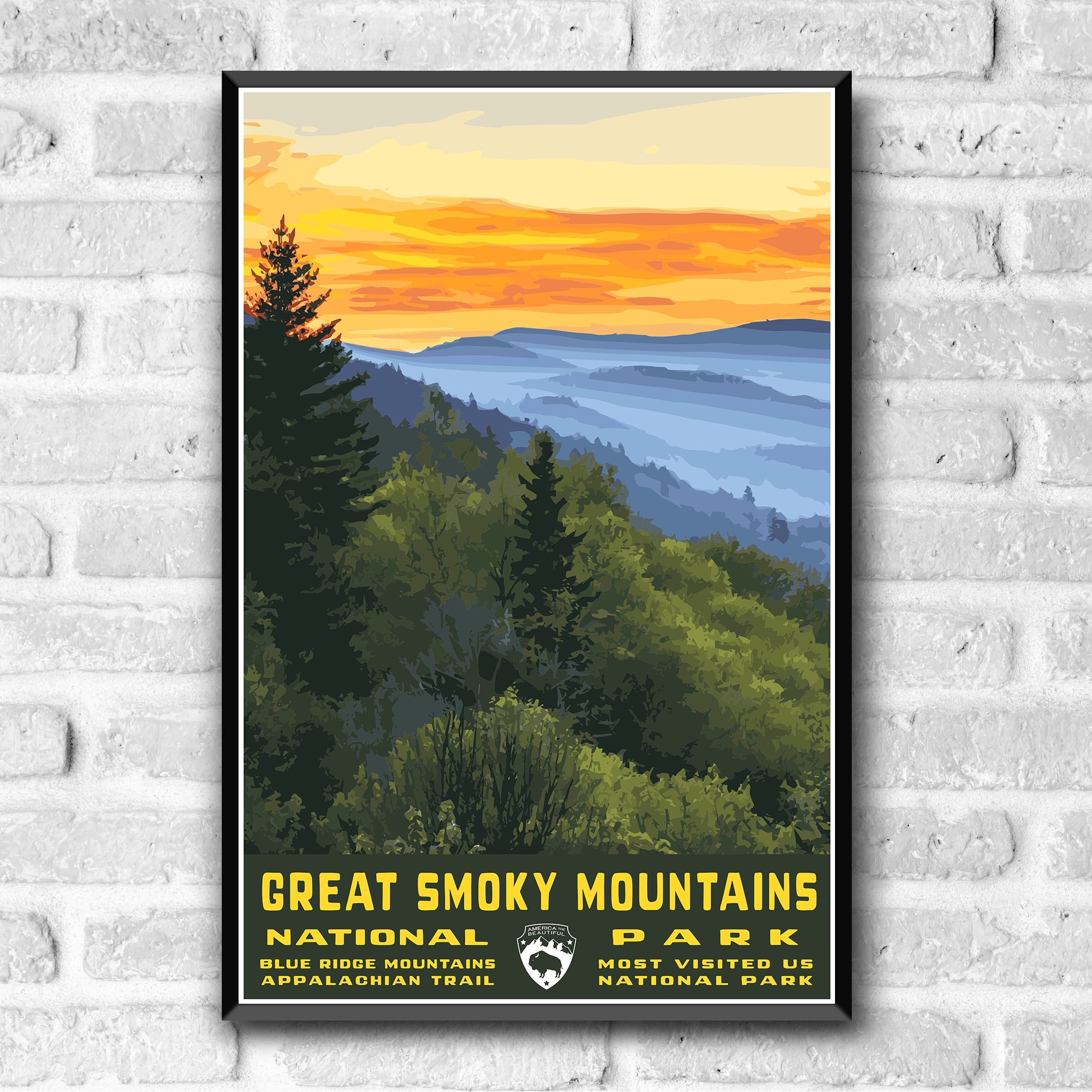 Great Smoky Mountains National Park Poster / Postcard - Go See Design