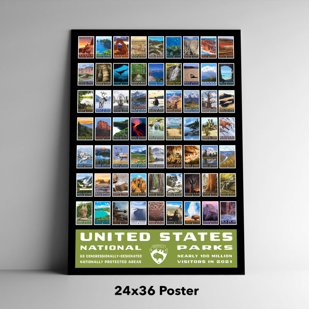 All 63 USA National Parks Poster / Canvas - Go See Design