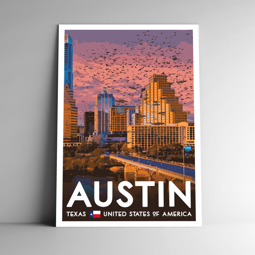 Austin Texas Poster / Postcard - Go See Design