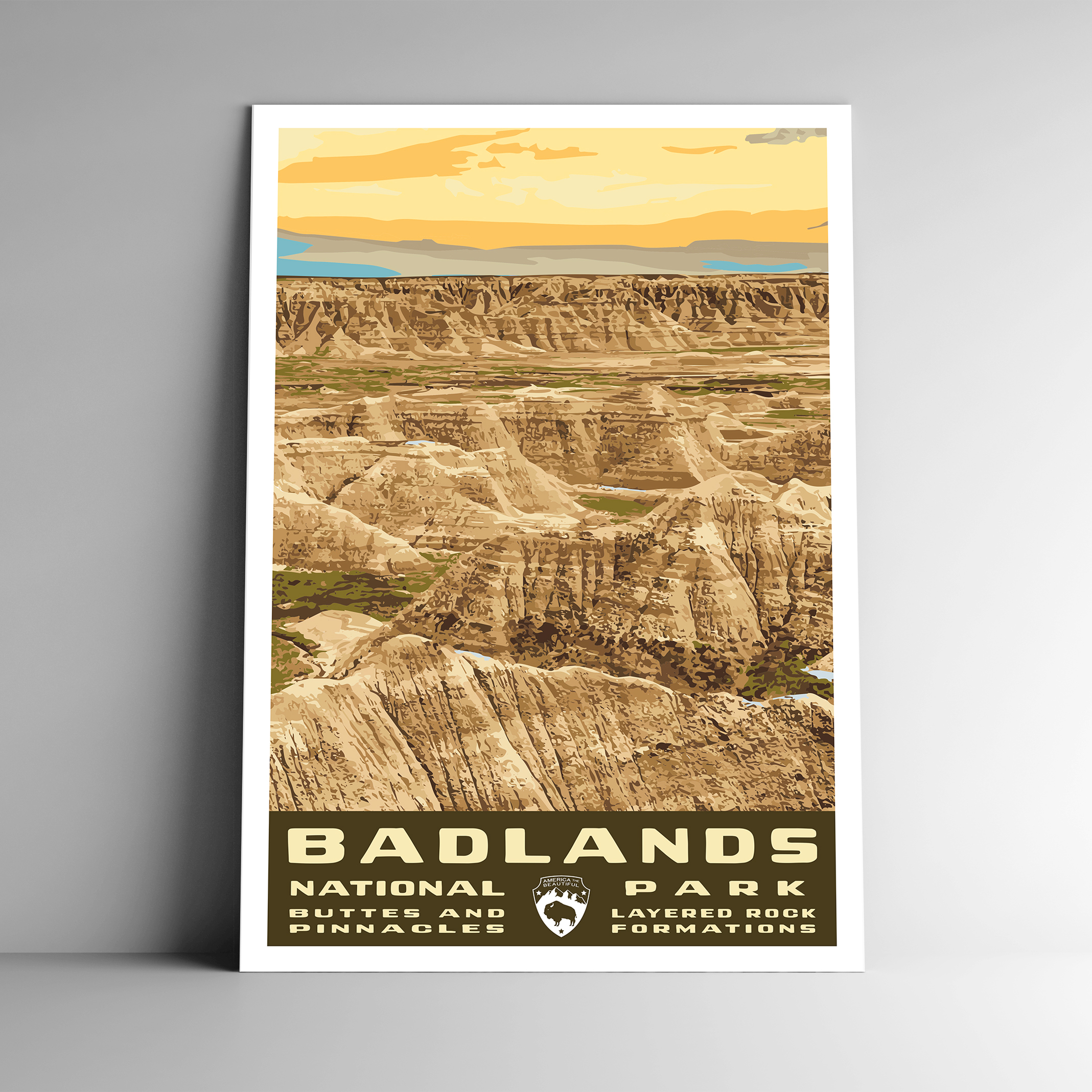 Badlands National Park Poster / Postcard - Go See Design