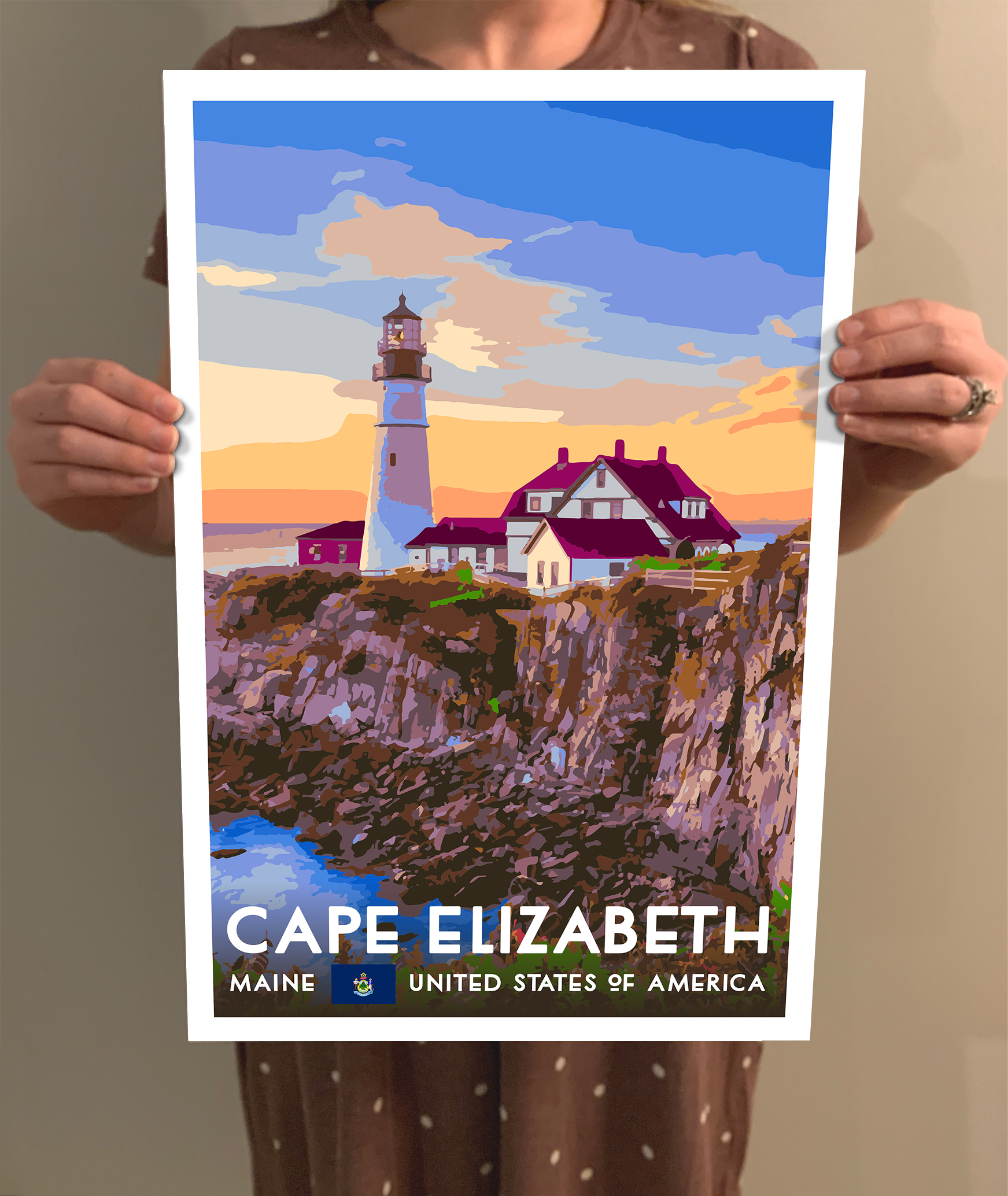 Cape Elizabeth Maine Poster / Postcard - Go See Design