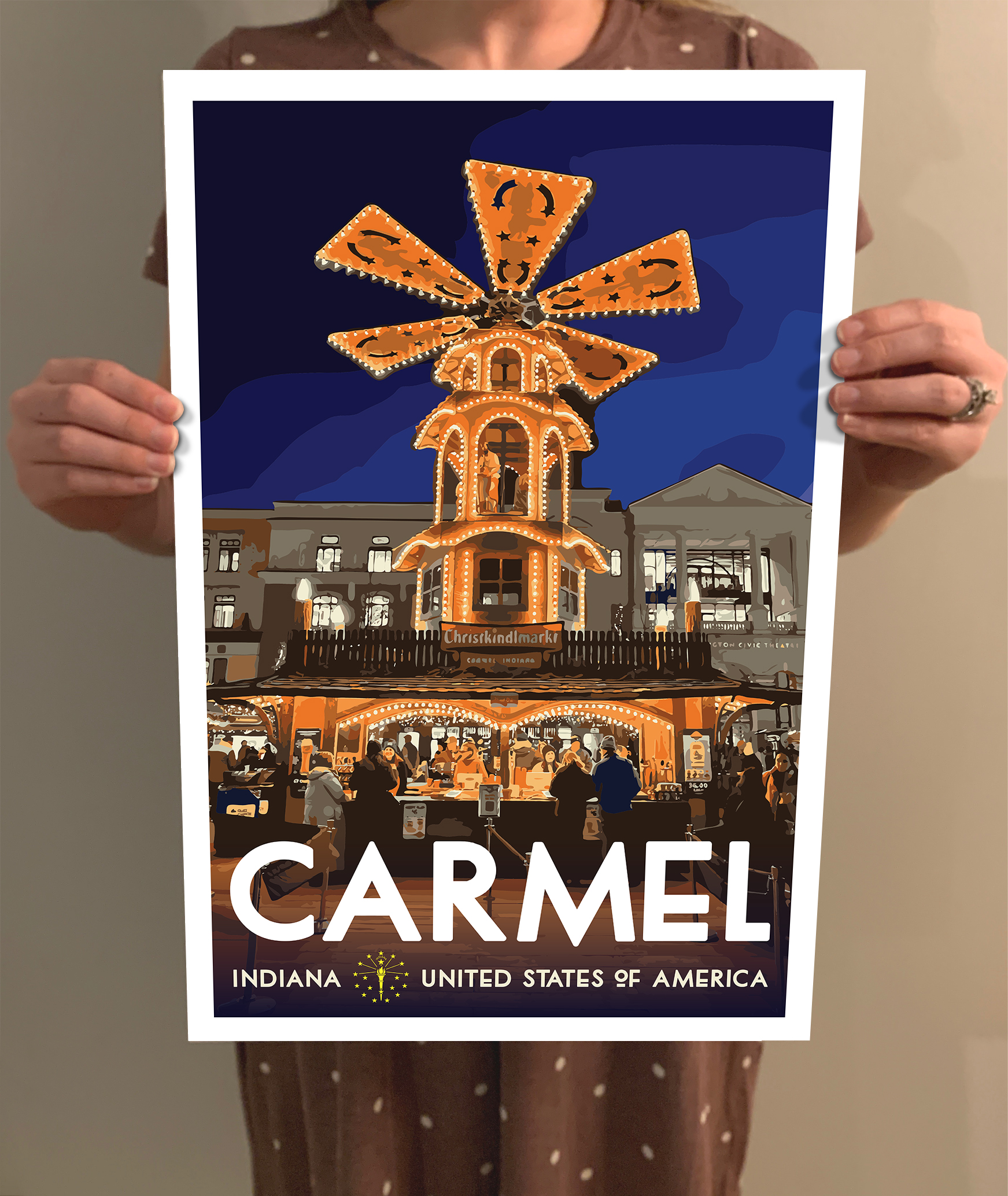 Carmel Indiana Christkindlmarkt Poster / Postcard - Go See Design