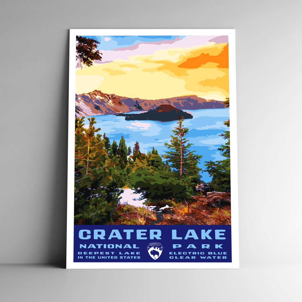 Crater Lake National Park Poster / Postcard - Go See Design