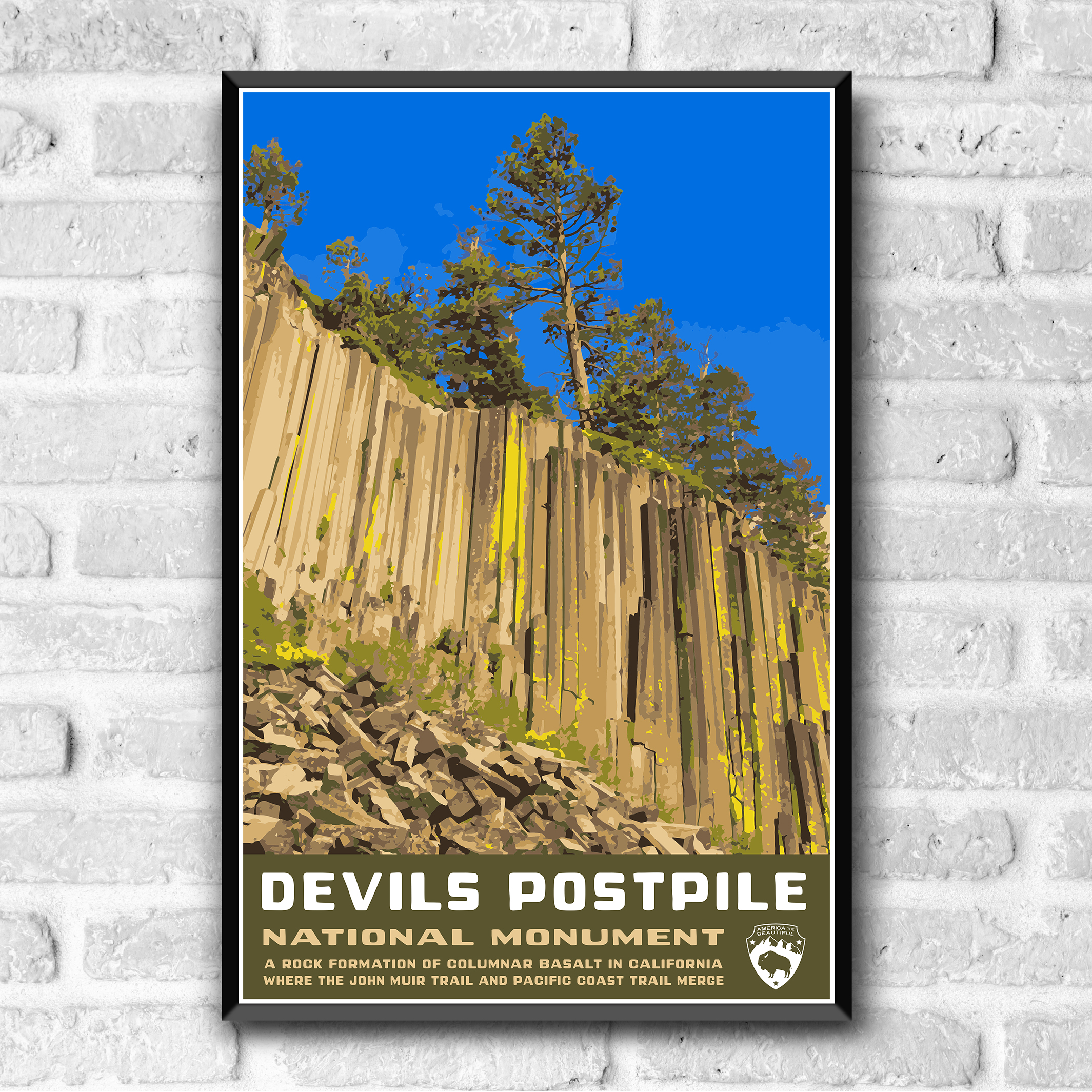 Devils Postpile National Monument Poster / Postcard - Go See Design