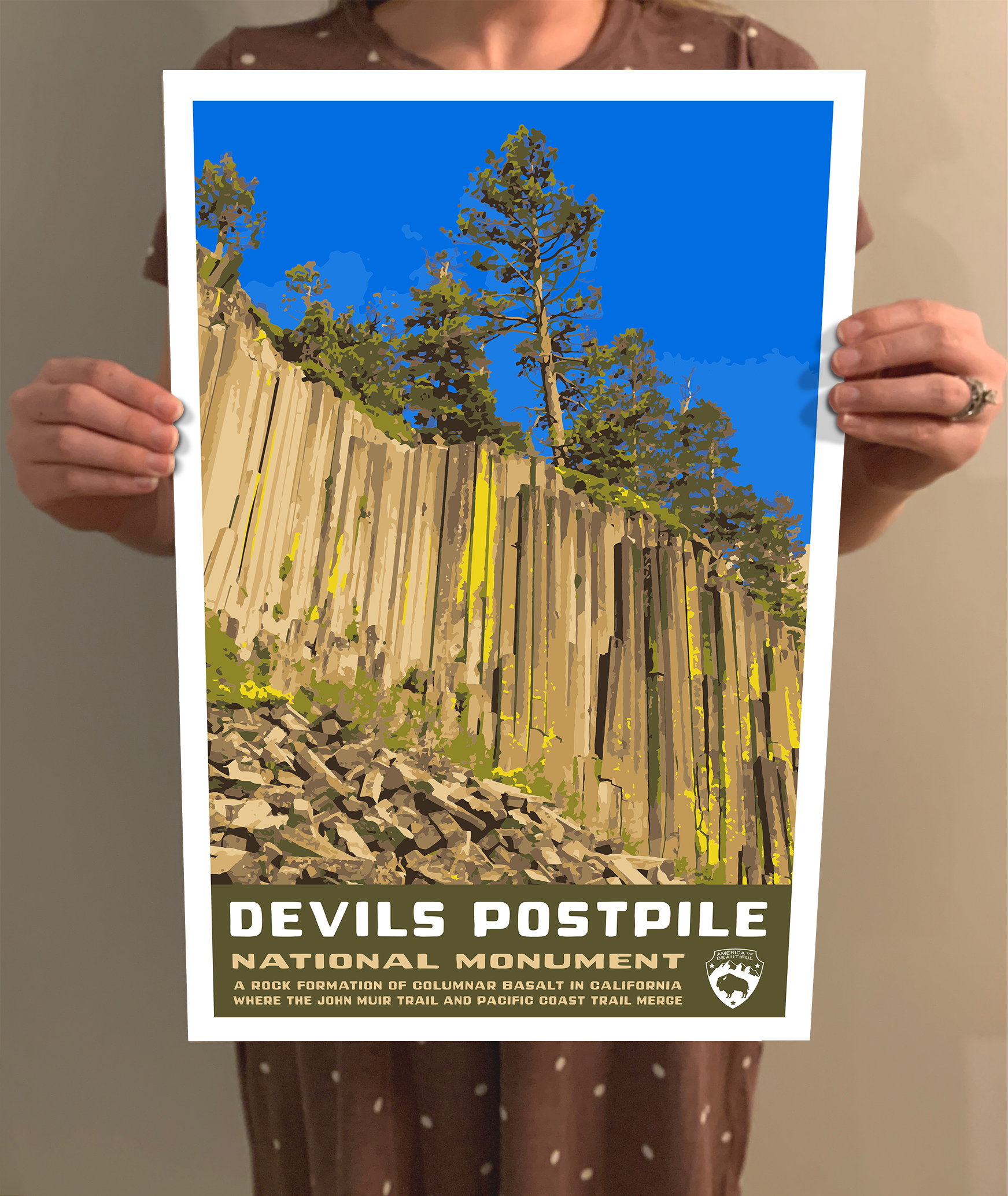 Devils Postpile National Monument Poster / Postcard - Go See Design