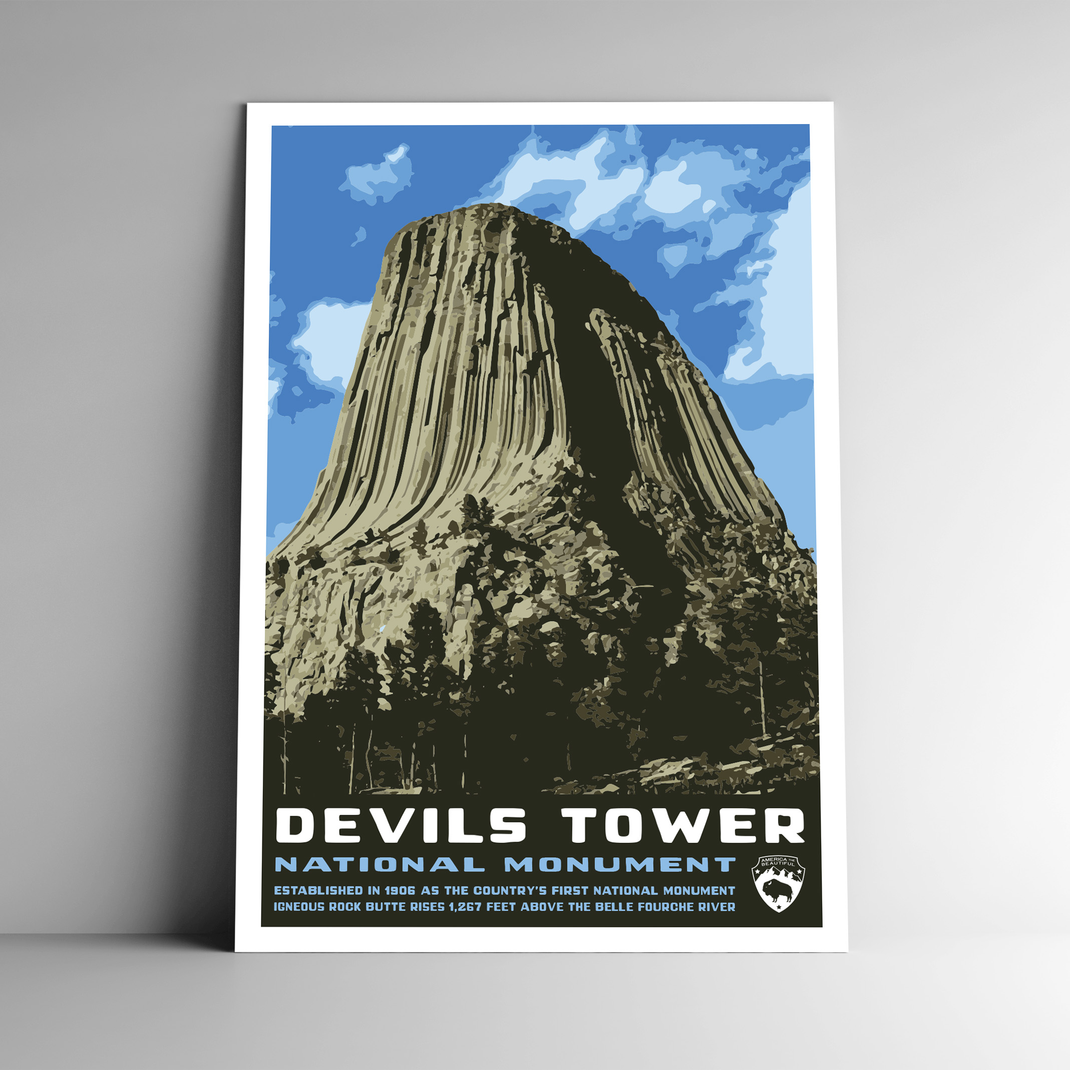 Devils Tower National Monument Poster / Postcard - Go See Design