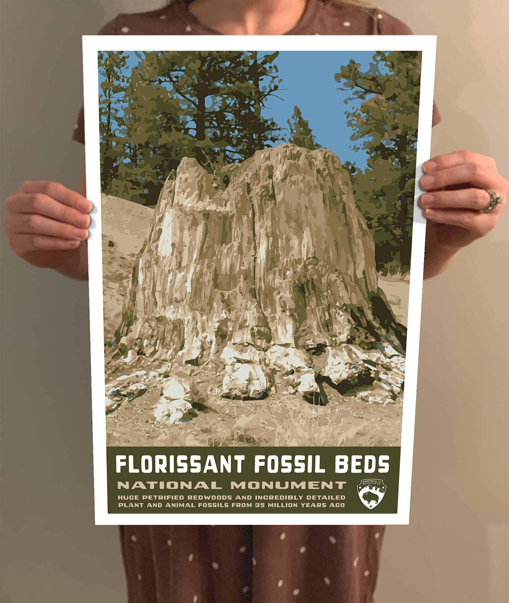 Florissant Fossil Beds National Monument Poster / Postcard - Go See Design