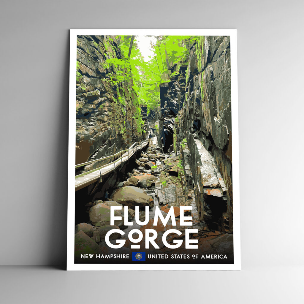 Flume Gorge New Hampshire Poster / Postcard - Go See Design