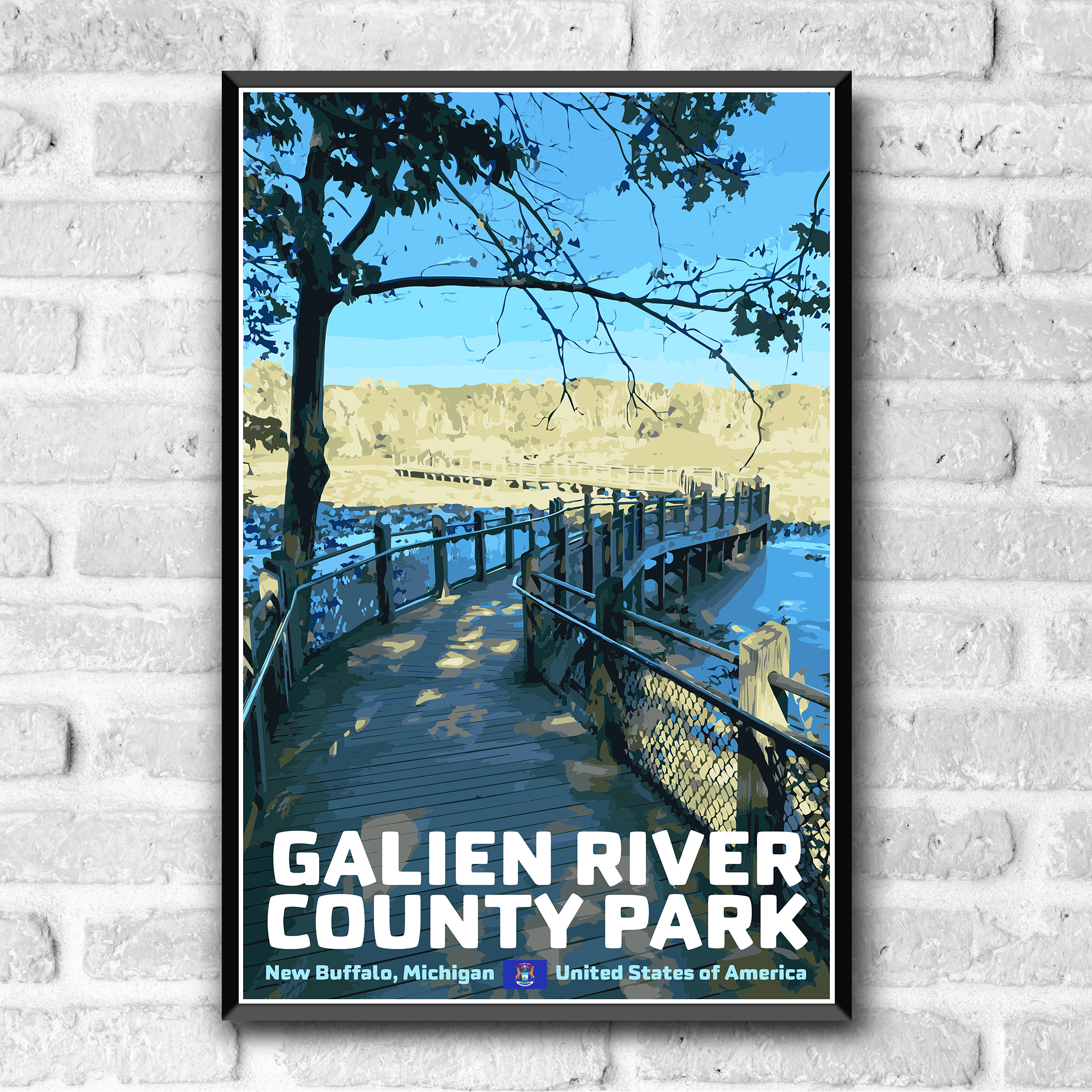 Galien River County Park Michigan Poster / Postcard - Go See Design