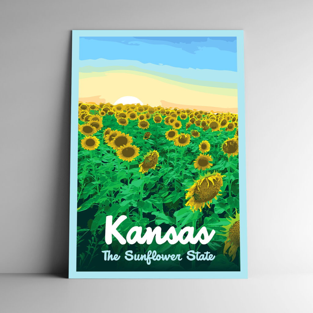 Kansas: The Sunflower State Poster / Postcard - Go See Design