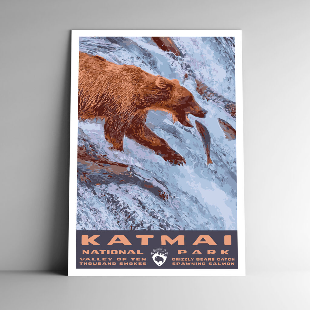 Katmai National Park Poster / Postcard - Go See Design