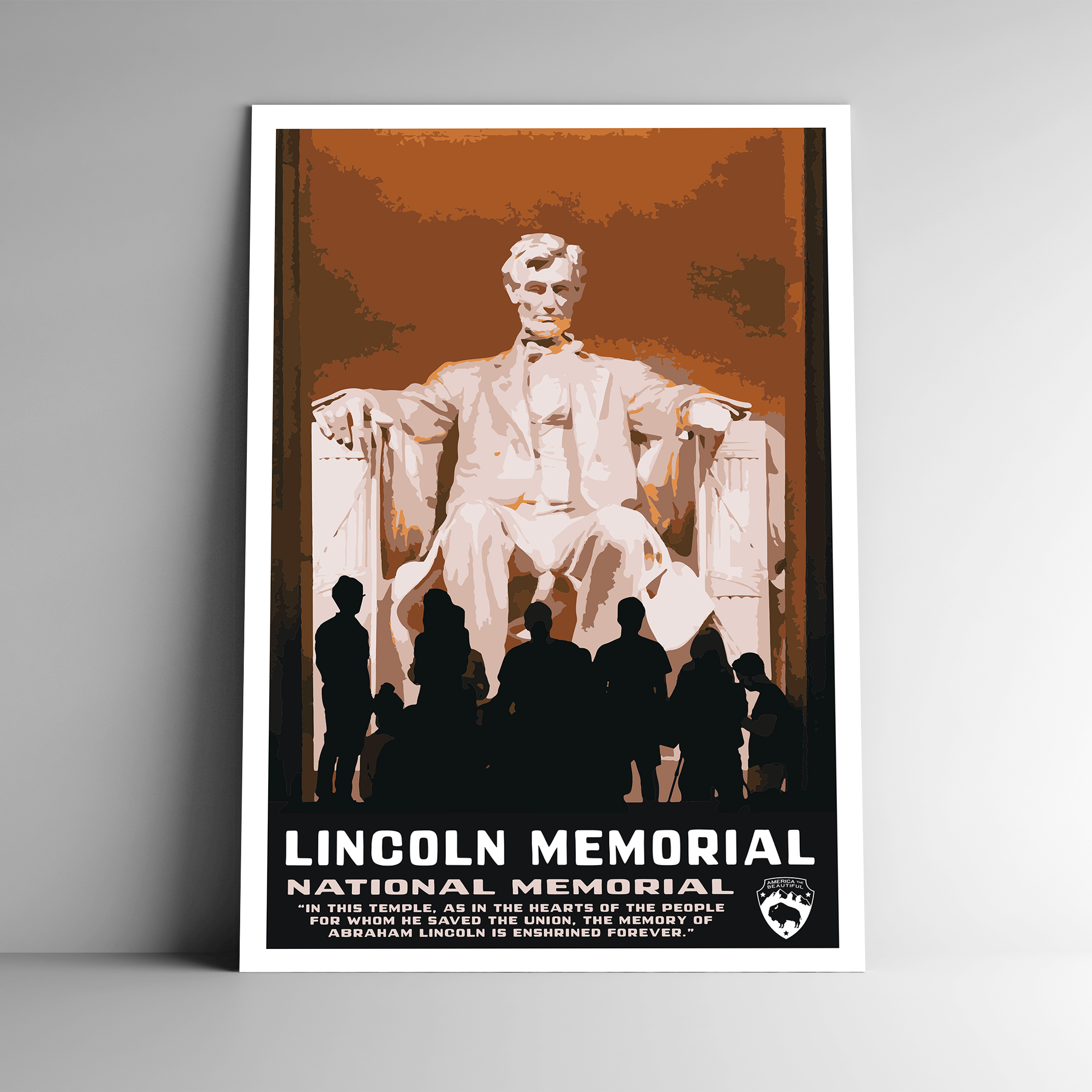 Lincoln Memorial National Memorial Poster / Postcard - Go See Design