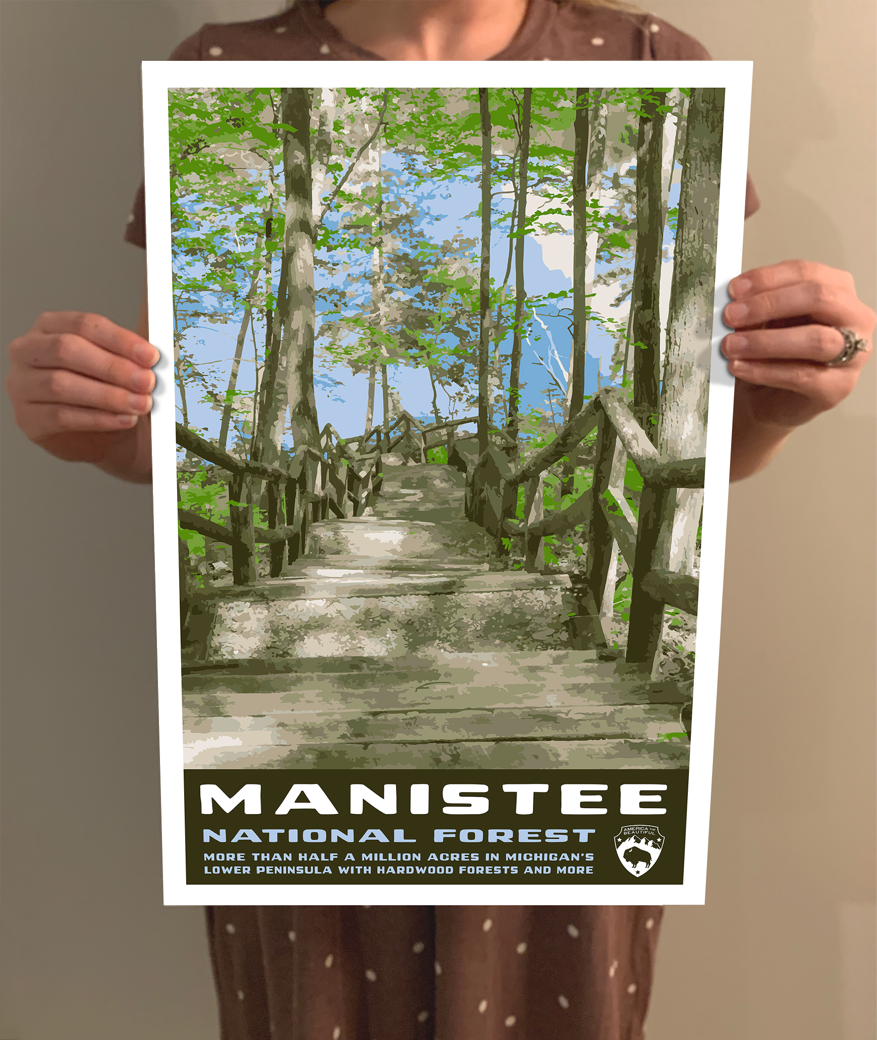 Manistee National Forest Poster / Postcard - Go See Design