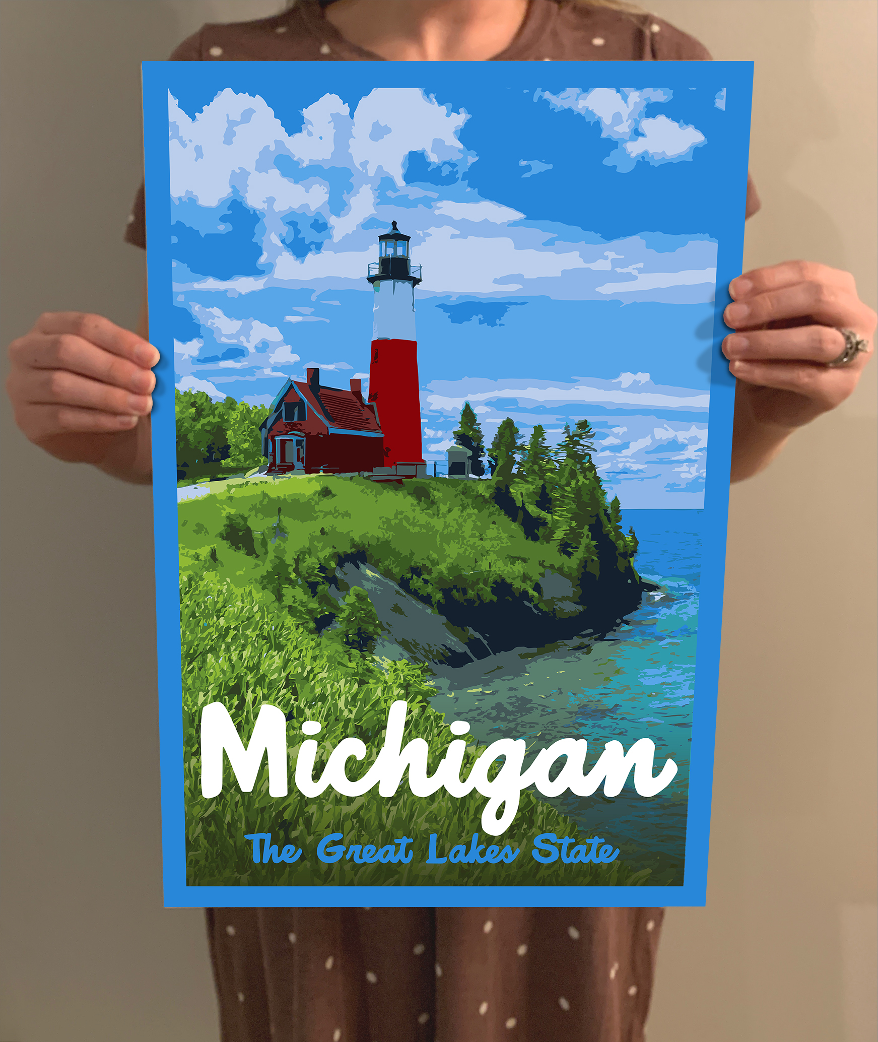 Michigan: The Great Lakes State Poster / Postcard - Go See Design