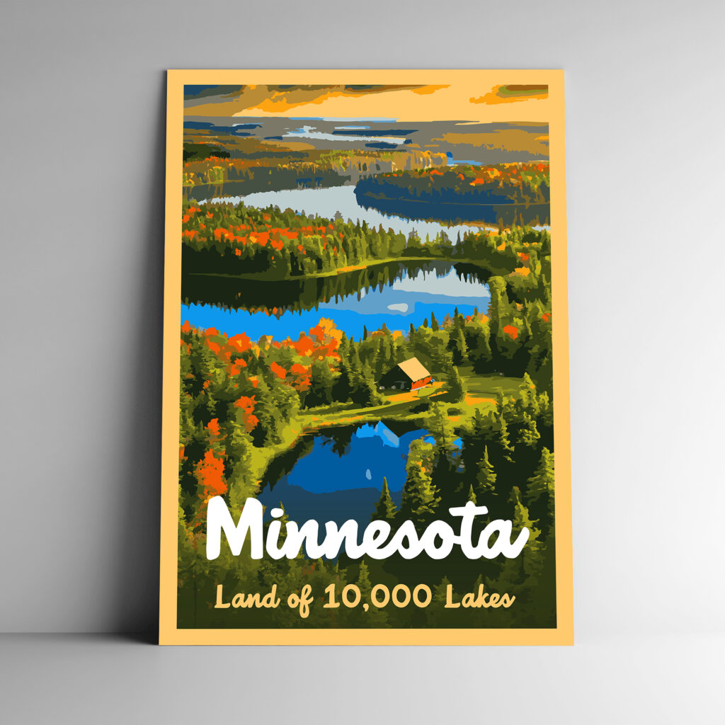 Minnesota: Land of 10,000 Lakes Poster / Postcard - Go See Design