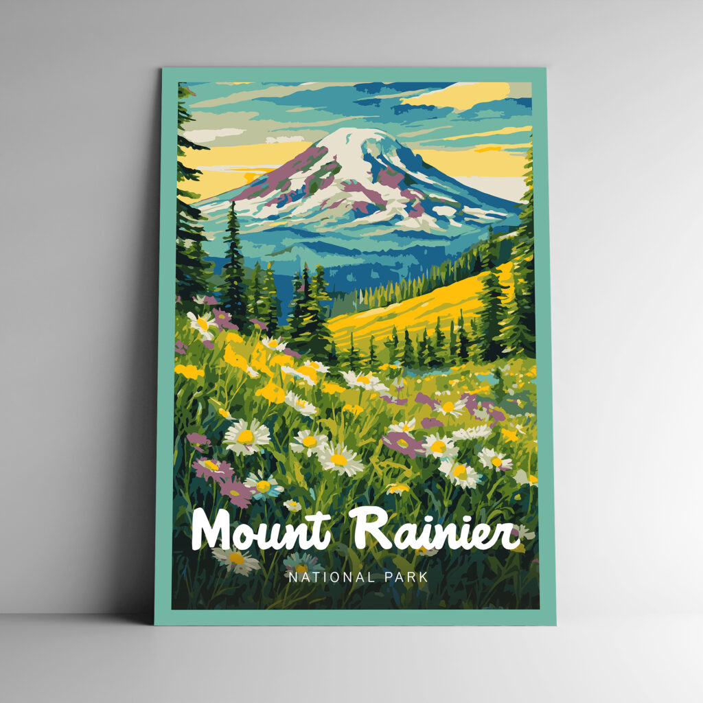 Mount Rainier National Park Poster / Postcard - Go See Design