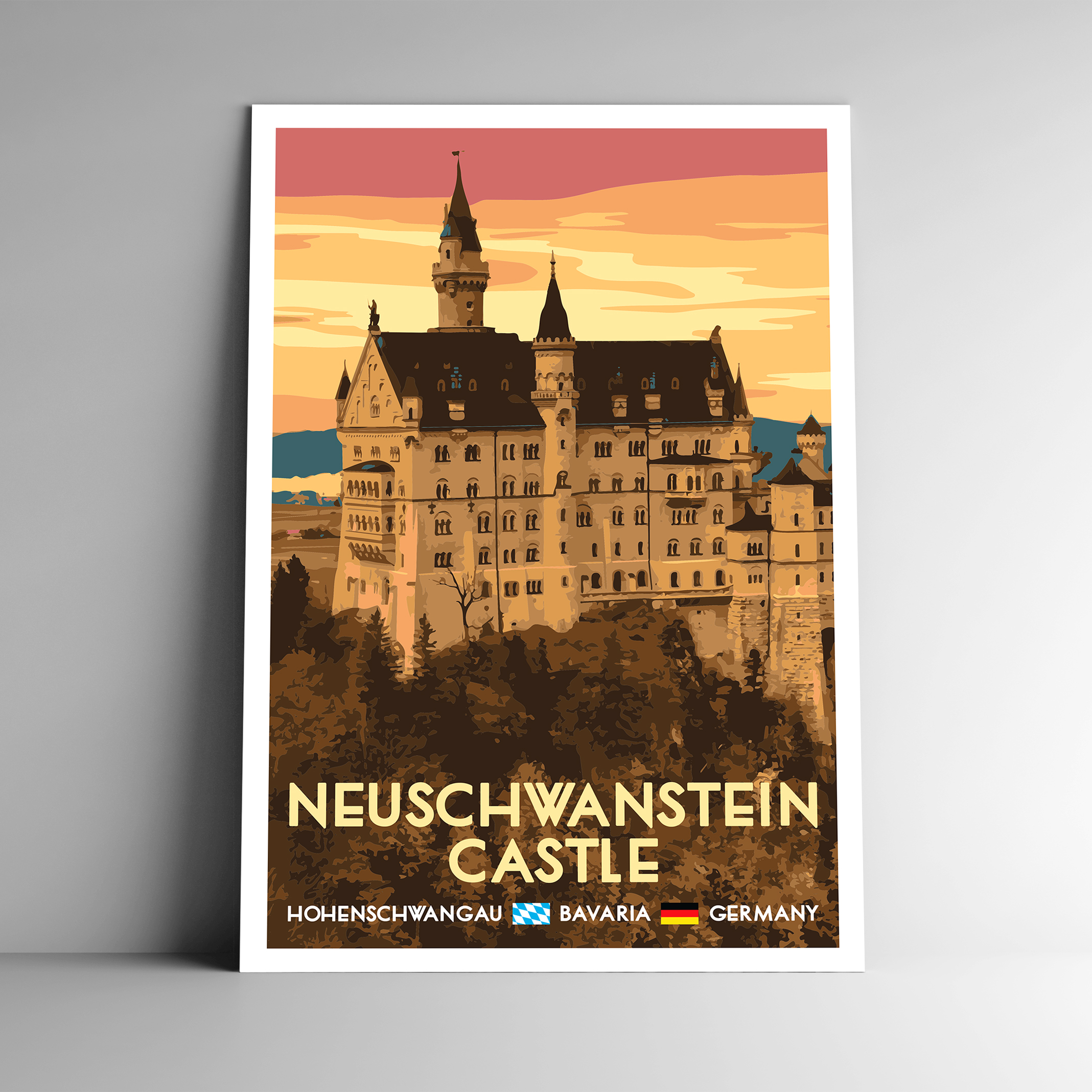 Neuschwanstein Castle Germany Poster / Postcard - Go See Design