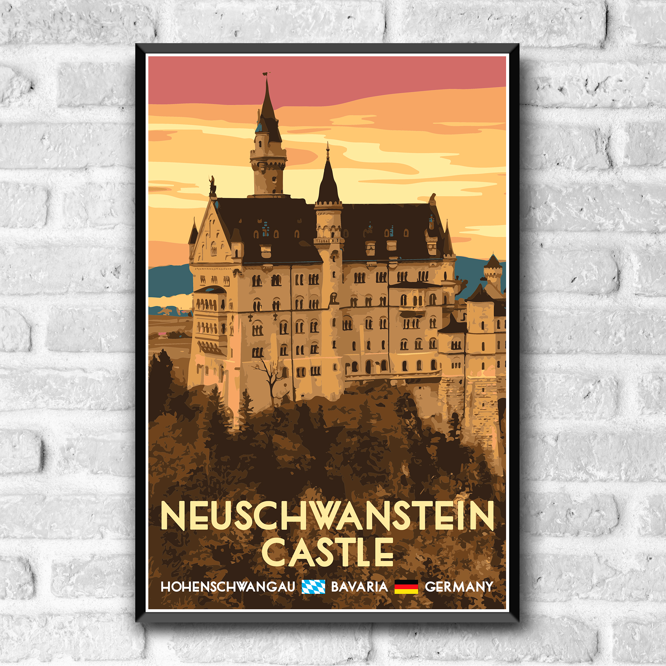 Neuschwanstein Castle Germany Poster / Postcard - Go See Design