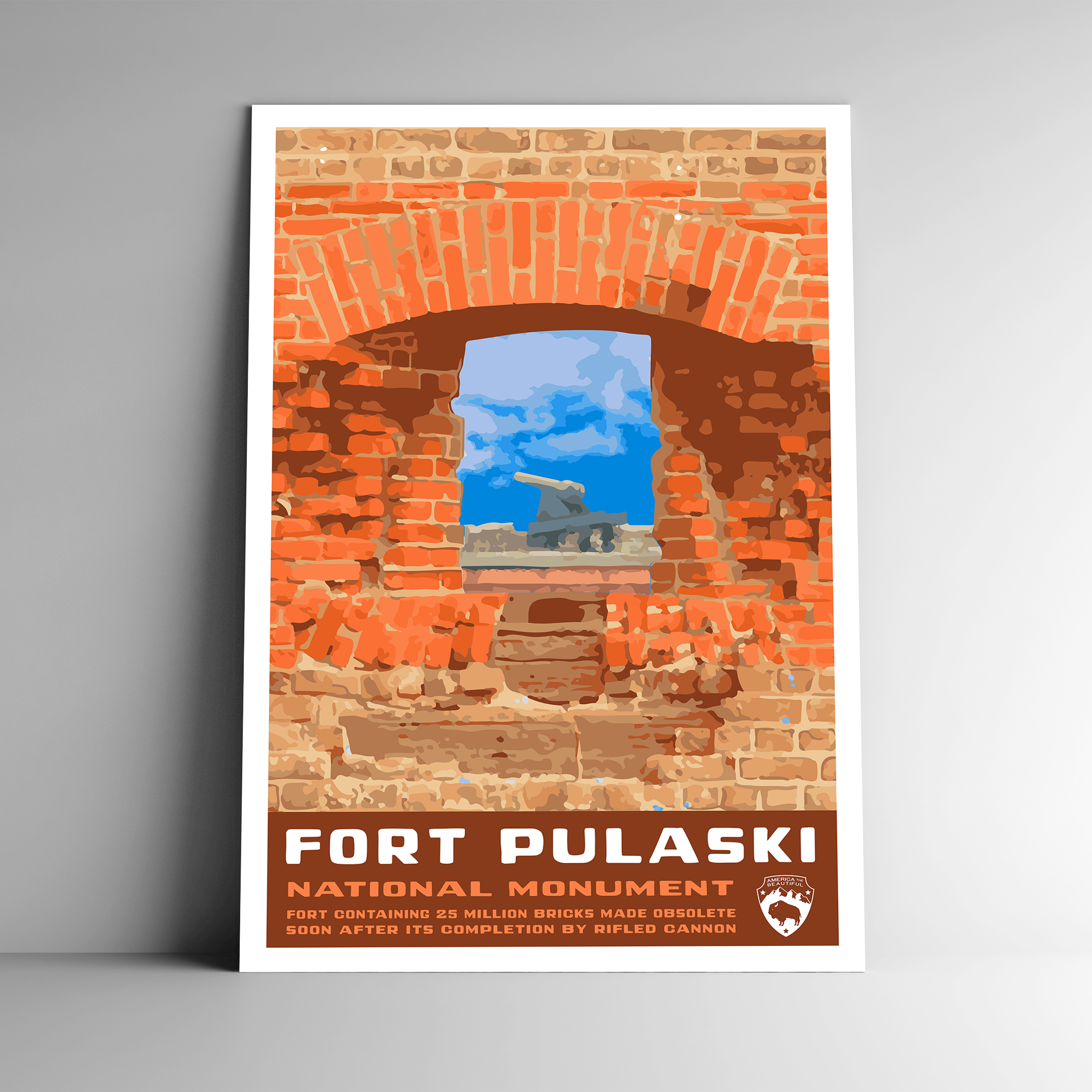 Fort Pulaski National Monument Poster / Postcard - Go See Design