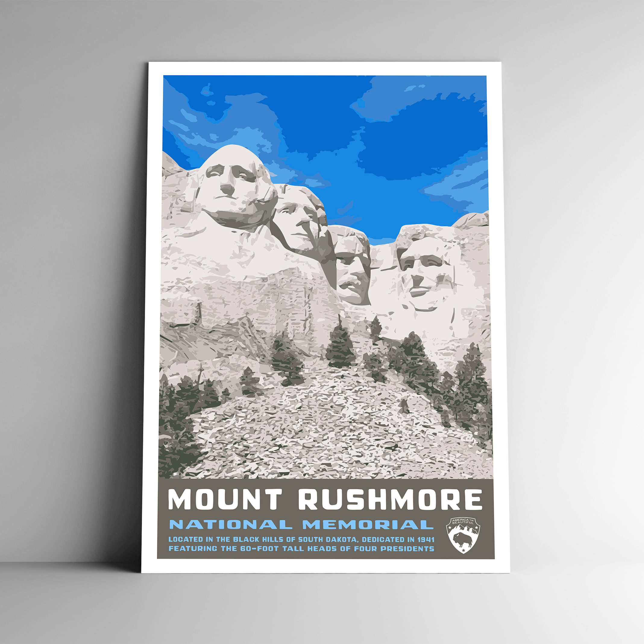 Mount Rushmore National Memorial Poster / Postcard - Go See Design