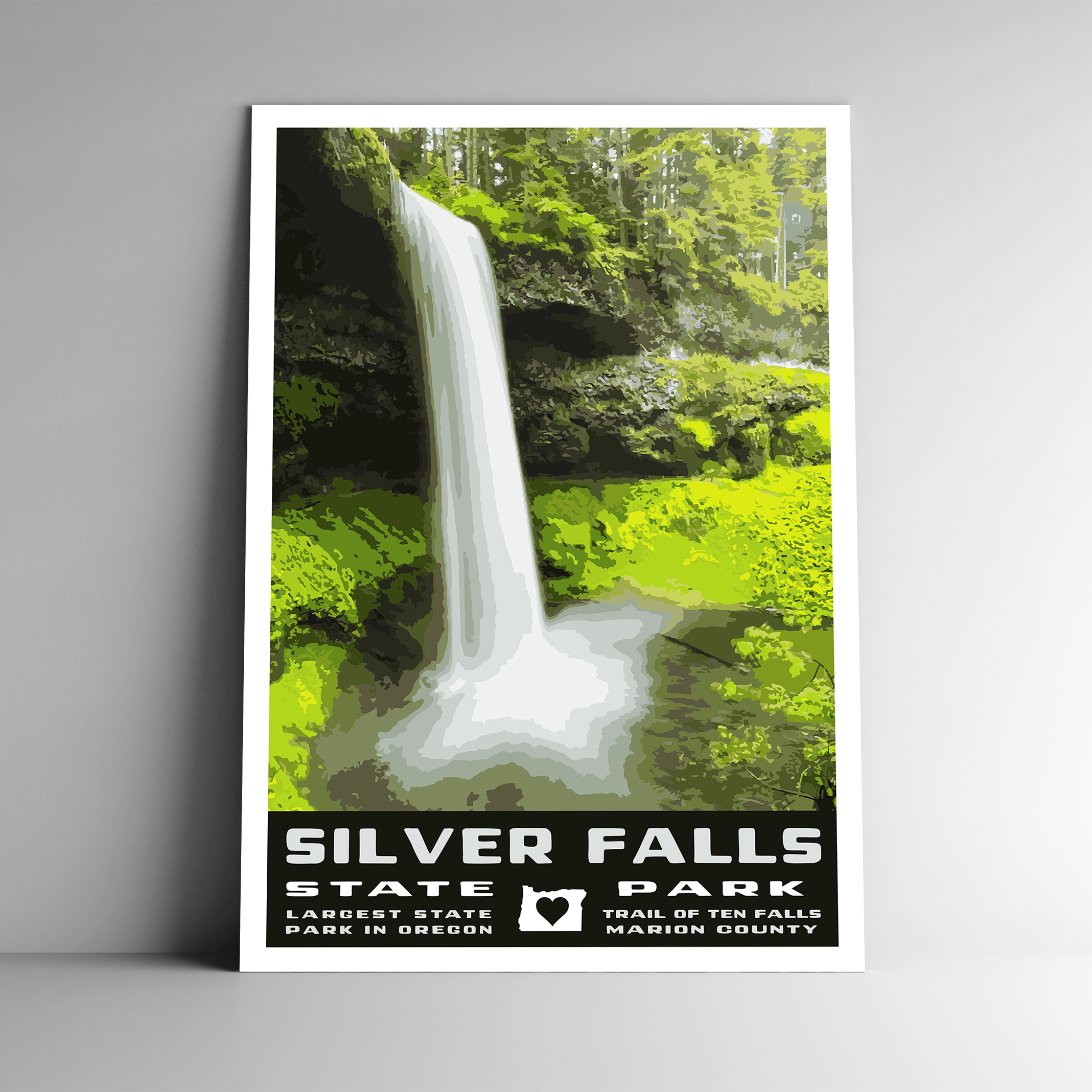 Silver Falls State Park Oregon Poster / Postcard - Go See Design