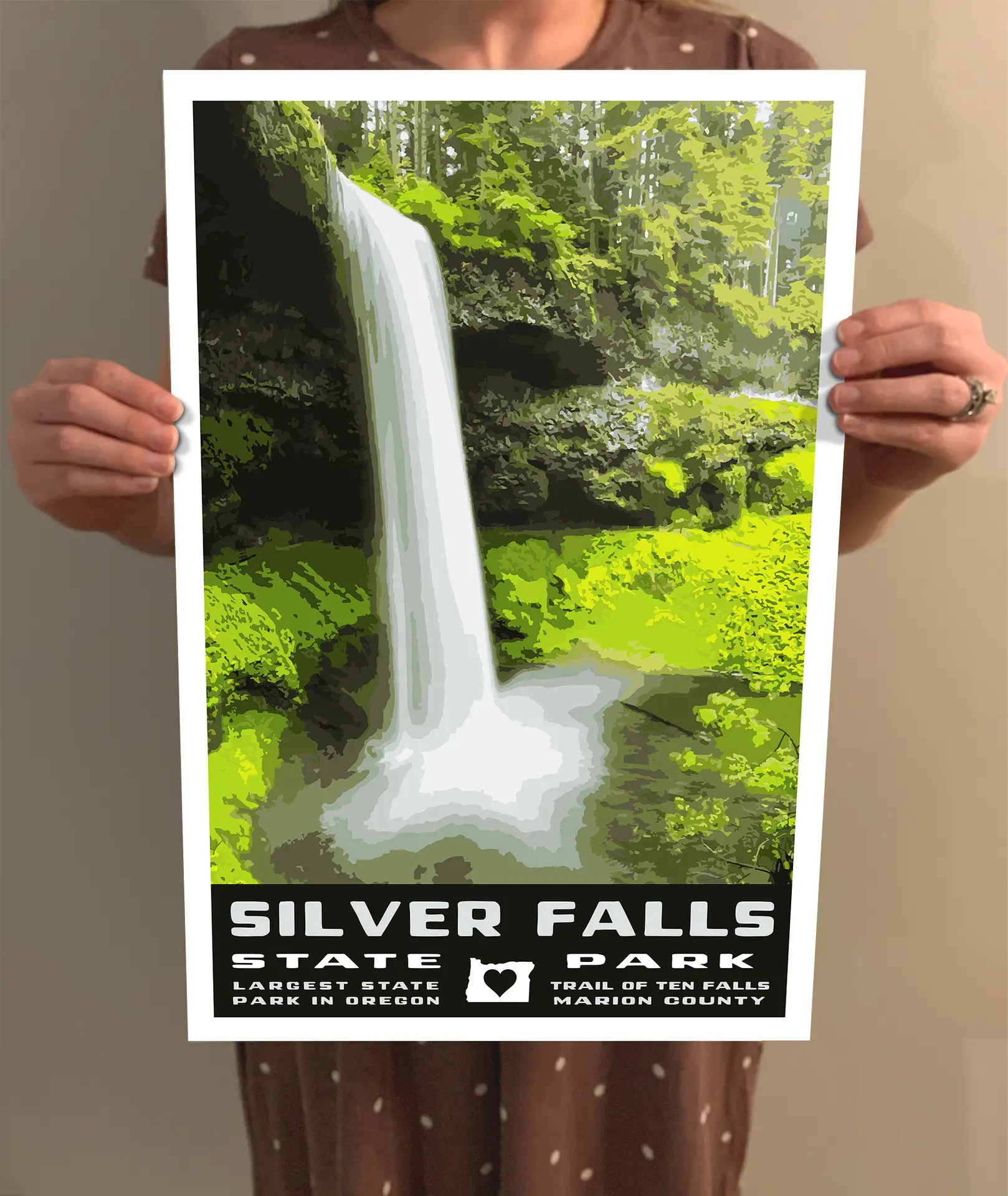 Silver Falls State Park Oregon Poster / Postcard - Go See Design