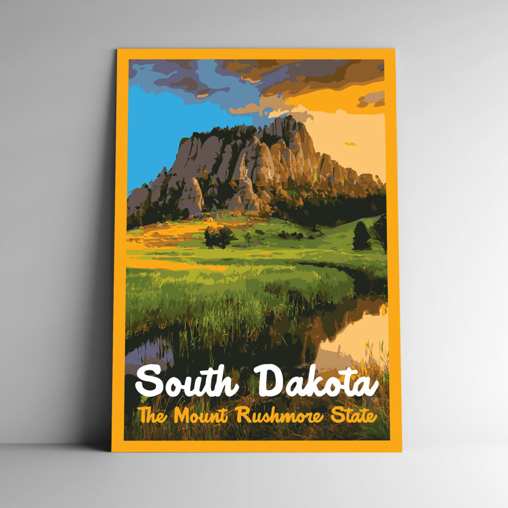 South Dakota: The Mount Rushmore State Poster / Postcard - Go See Design
