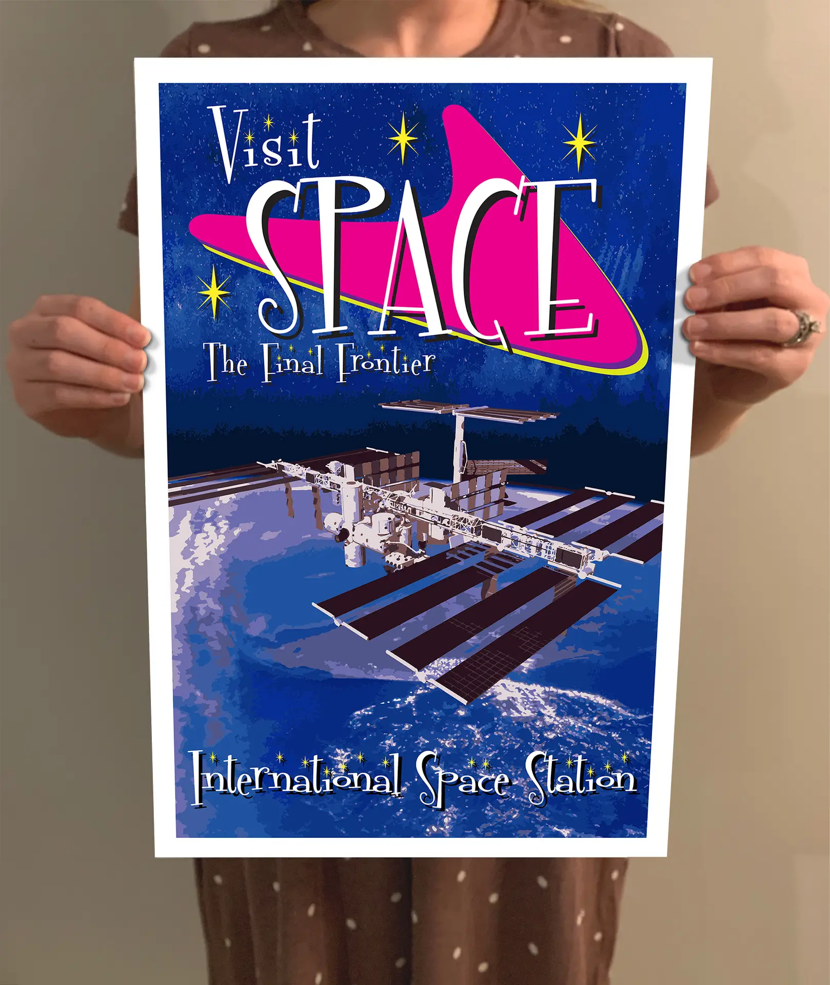 Visit Space (International Space Station) Retro Poster / Postcard - Go ...