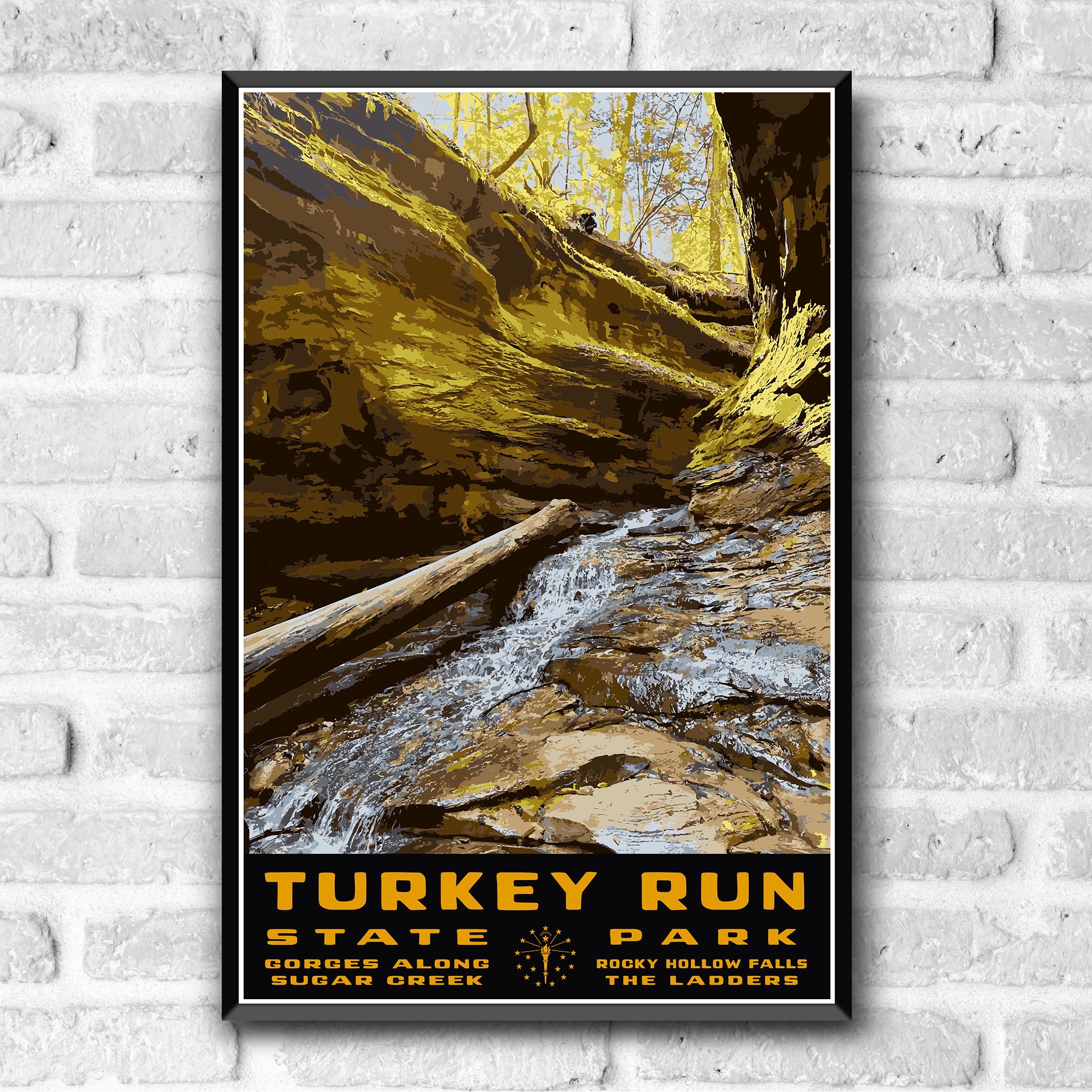 Turkey Run State Park Indiana Poster / Postcard - Go See Design