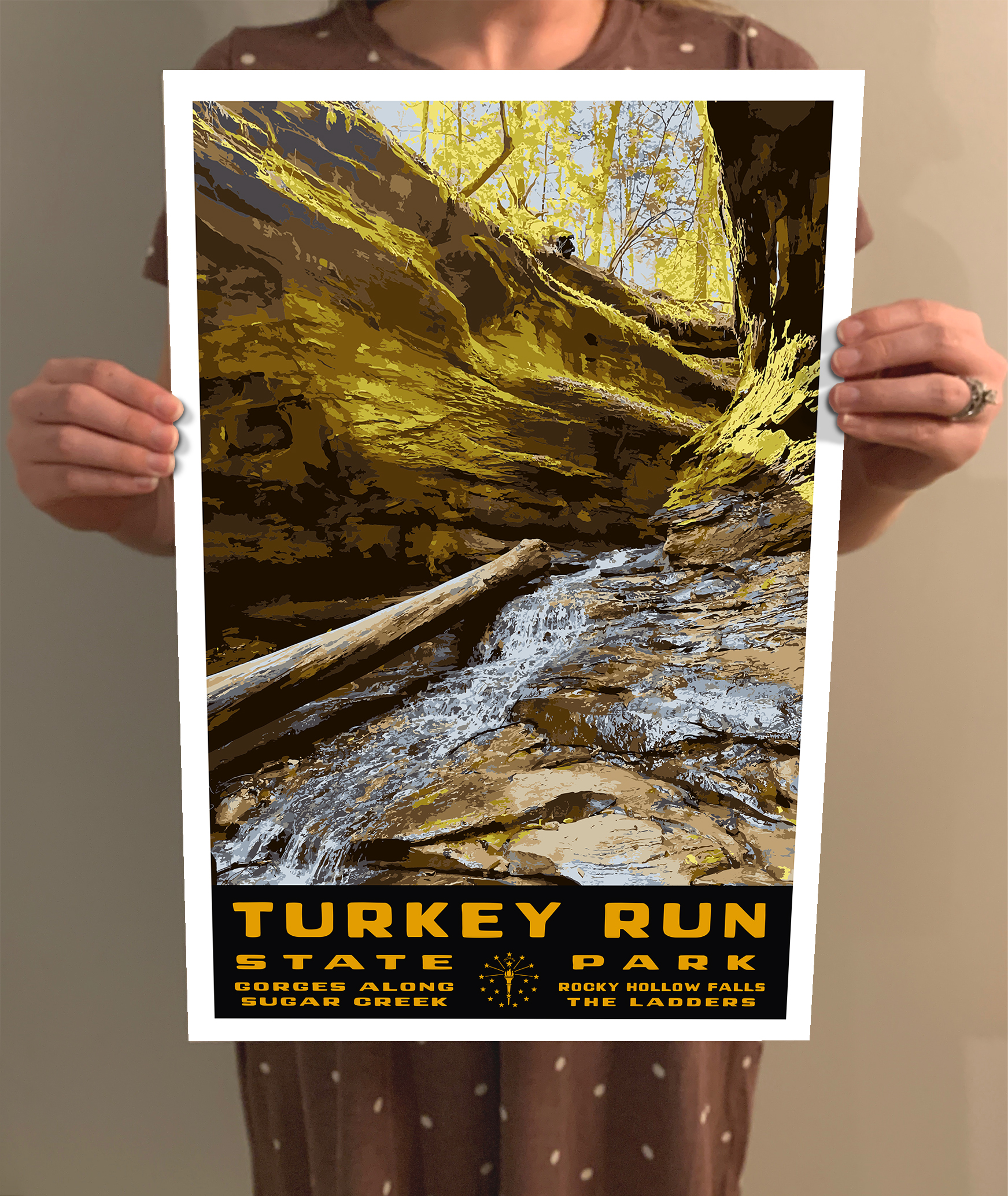Turkey Run State Park Indiana Poster / Postcard - Go See Design
