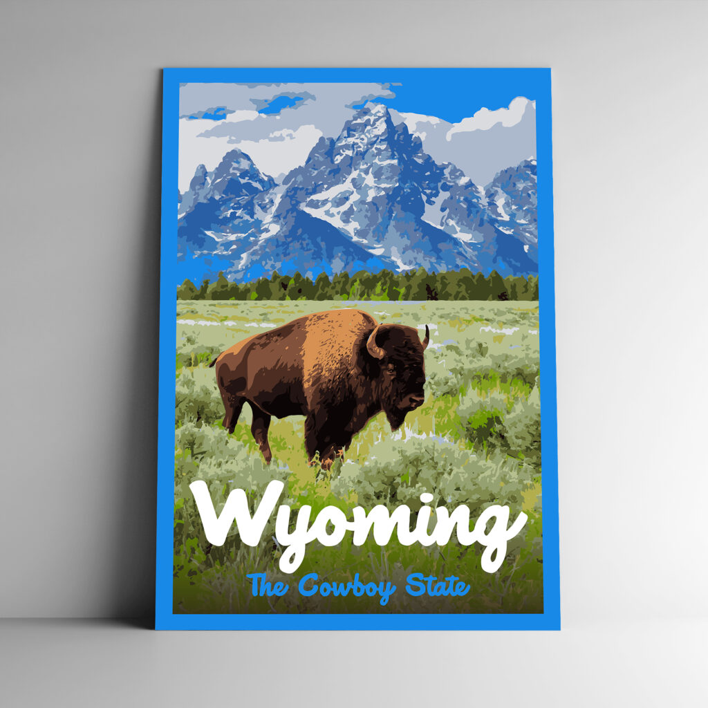 Wyoming: The Cowboy State Poster / Postcard - Go See Design